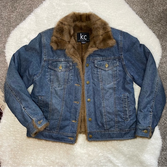 KC Collections | Jackets & Coats | Denim And Faux Fur Lined Denim ...